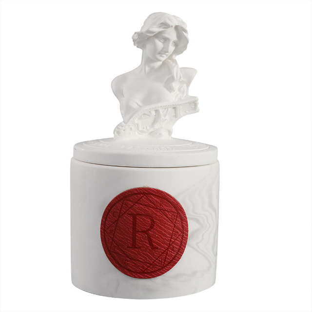 Custom luxury marble ceramic candle jar