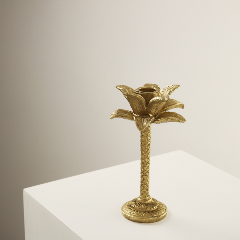 Luxury gold palm tree candle holder