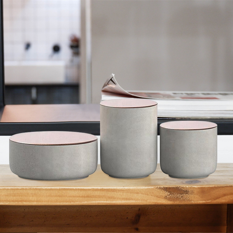 Luxury matte ceramic candle vessel container