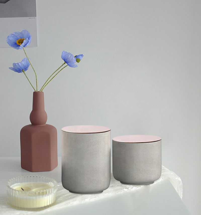 Luxury matte ceramic candle vessel container